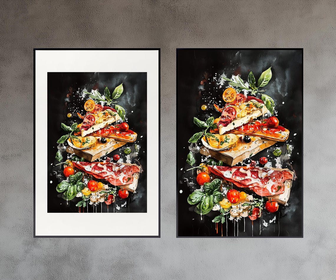 Italian Food Wall Art, Italian Dishes Paintings, Pizza Restaurant Wall ...