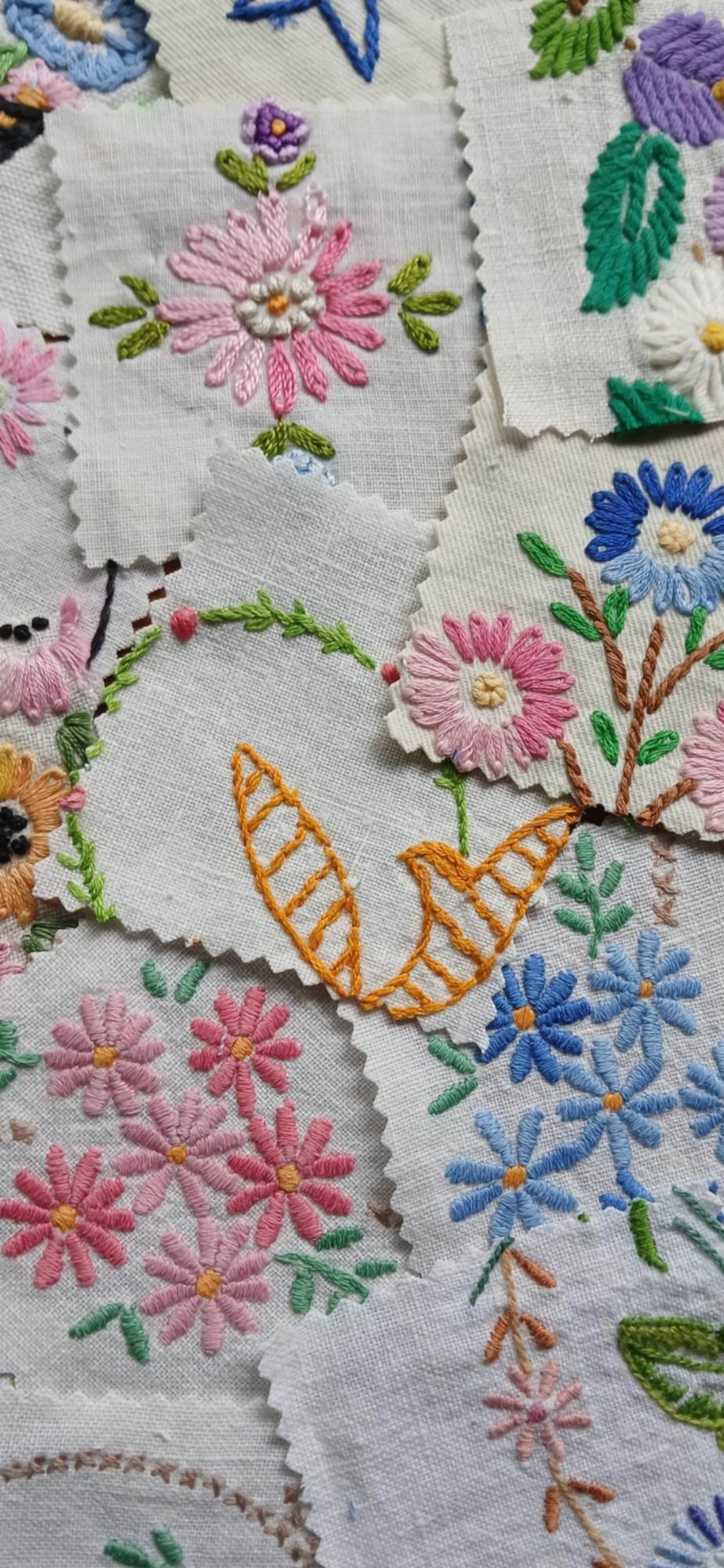 20 Pcs Vintage Embroidery Scrap Pack for DIY Sachets, Slow Stitching ...