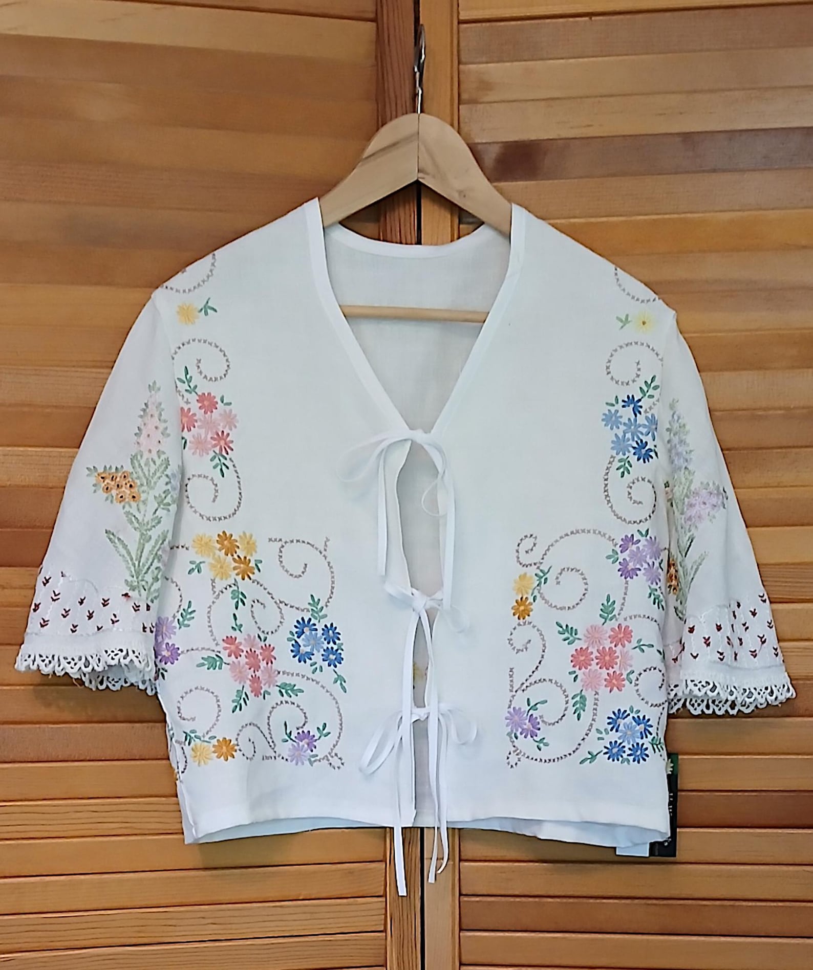 Tablecloth Blouse, Tablecloth Top, Tie Front, Embroidered Blouse ...