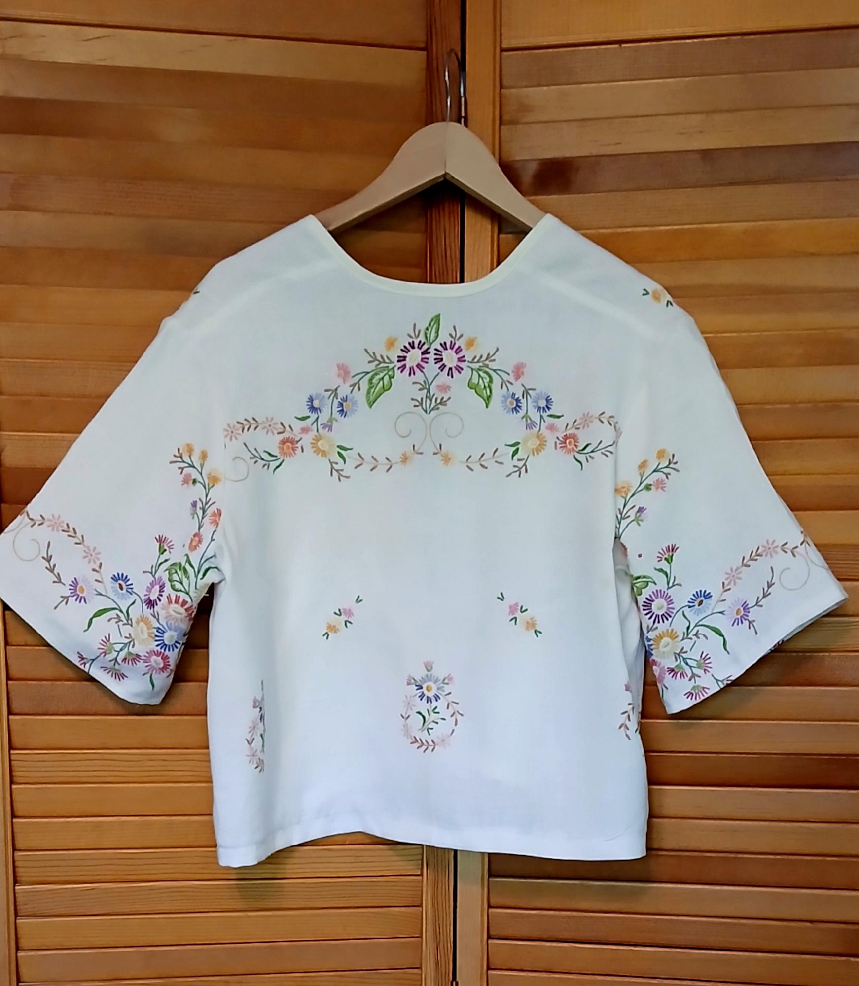 Tablecloth Top, Tablecloth Blouse, Tie Front, Embroidered Blouse ...