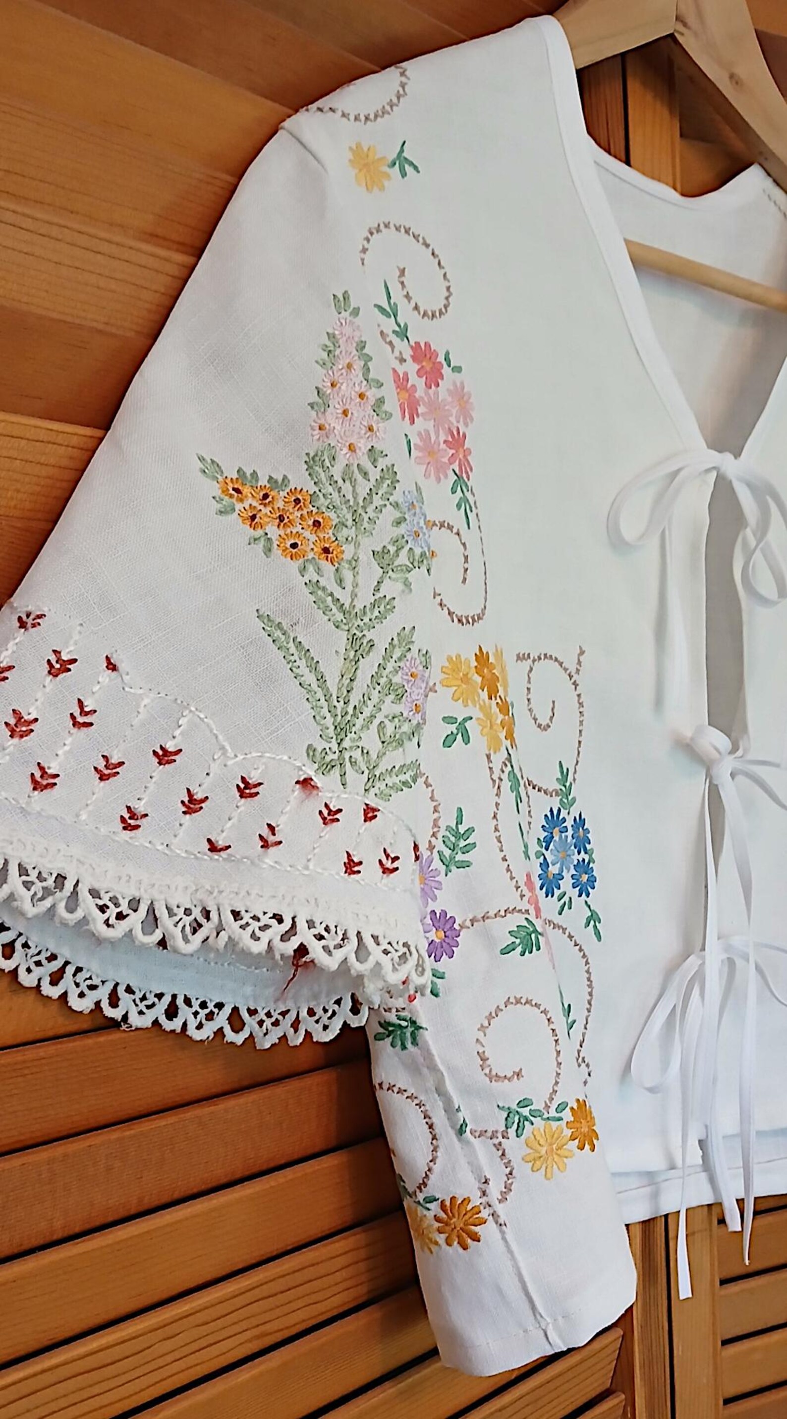 Tablecloth Blouse, Tablecloth Top, Tie Front, Embroidered Blouse ...