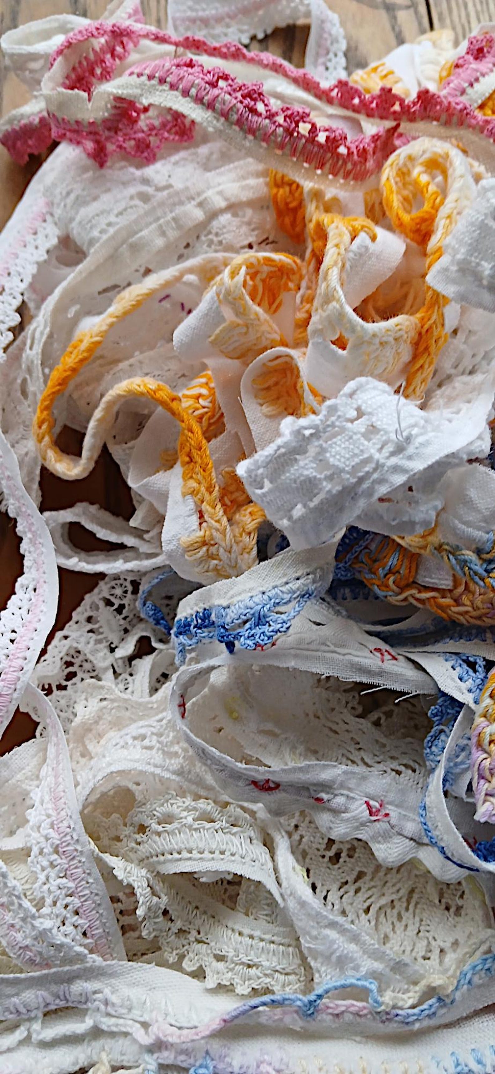 Vintage Colorful Lace Trim Scrap Bundle: Slow Stitching Embellishments ...