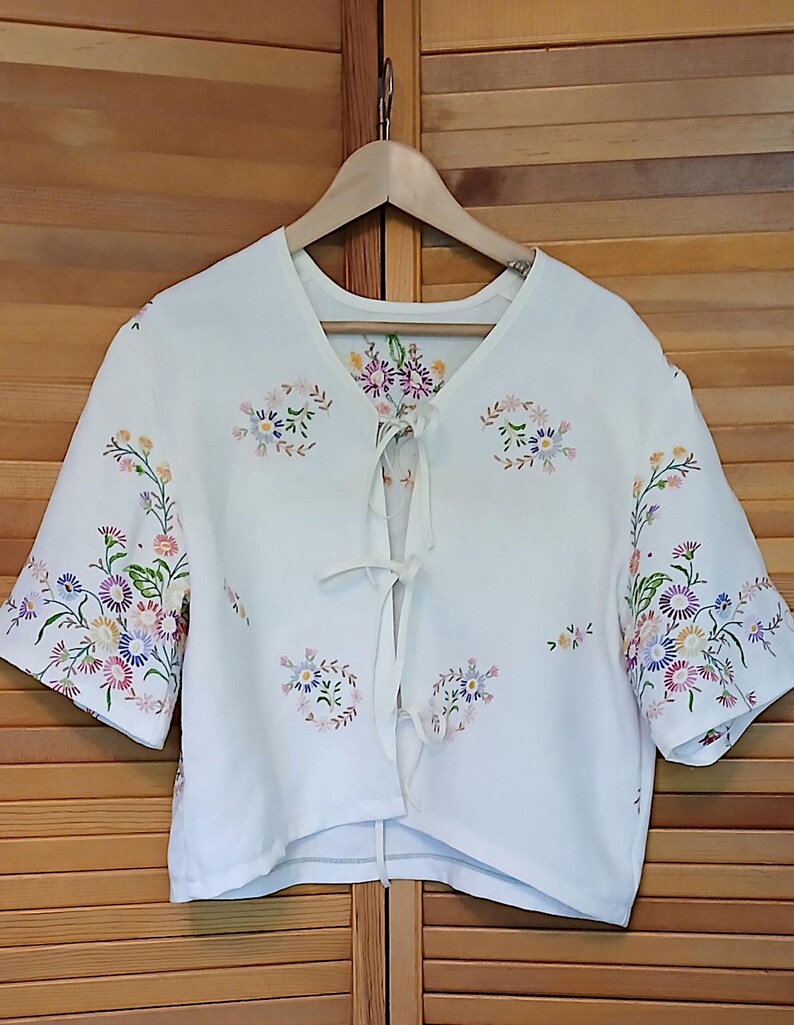 Tablecloth Top, Tablecloth Blouse, Tie Front, Embroidered Blouse ...