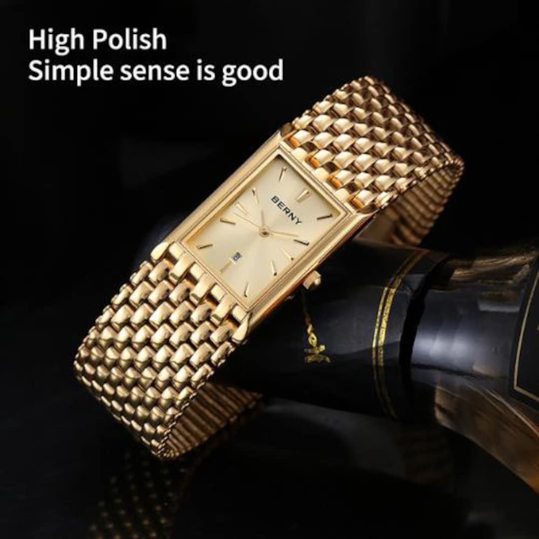 Ultra-thin Gold Quartz Watch Rectangular Men's Watch - Etsy