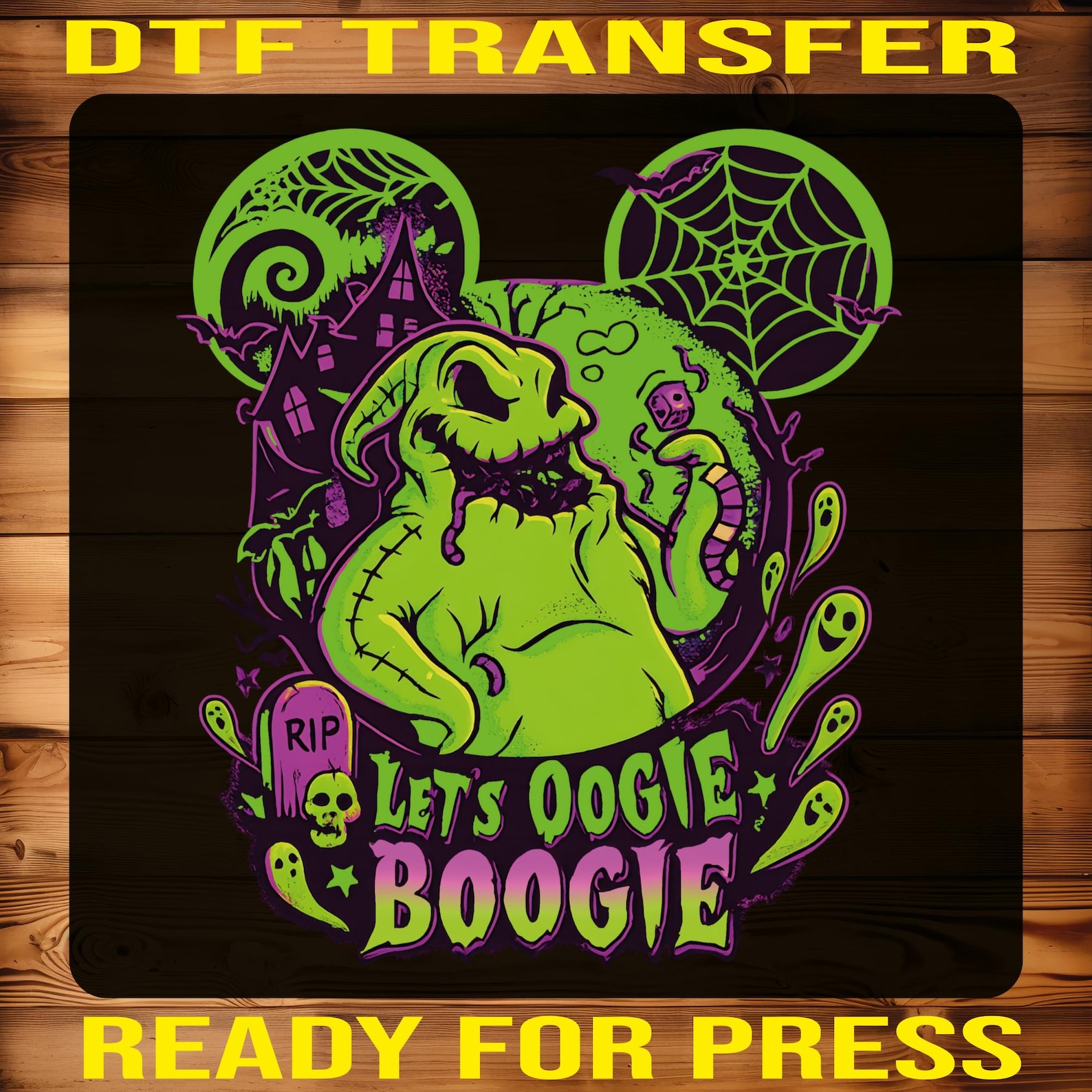 Spooky Boogie Monster Halloween Ready to Press, Creepy Cute Green Ghost ...