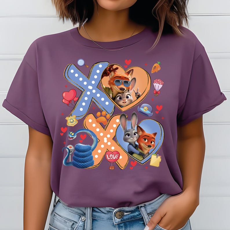 XOXO Zootopia Valentine Iron On, Nick Wilde Judy Hopps Love Heat Press ...