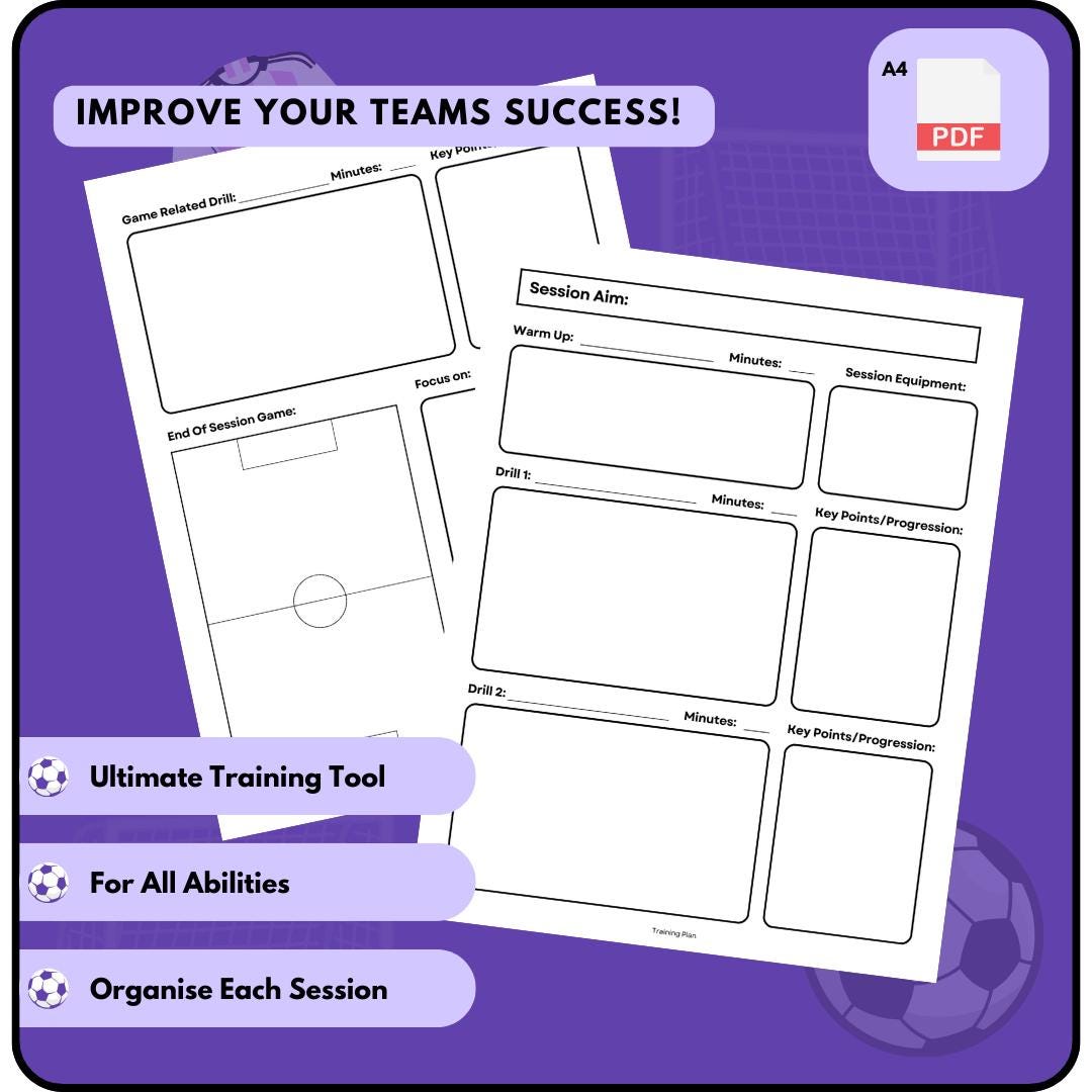 Printable Football Training Session Planner | Soccer Coach Template ...