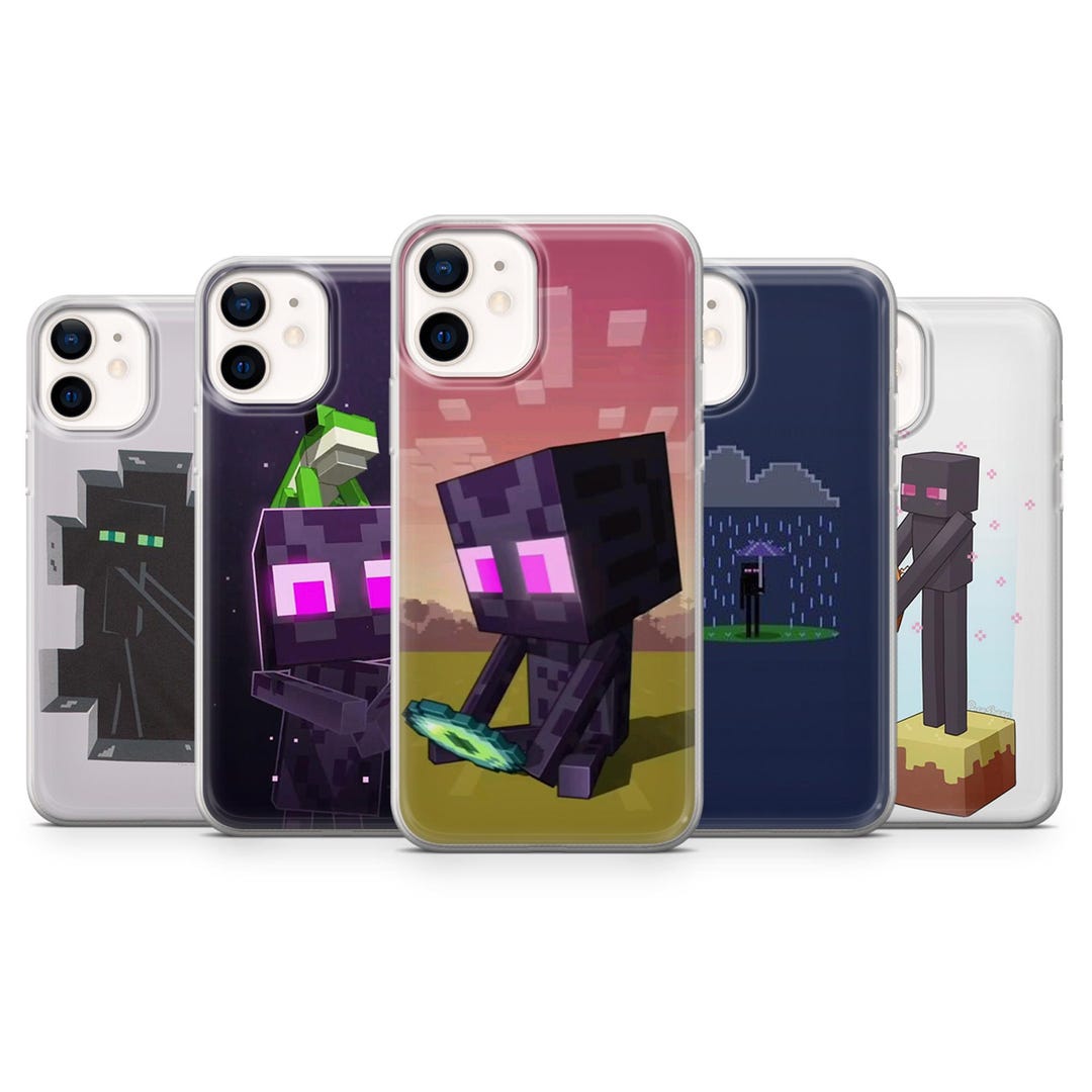 Minecraft Phone Case Block Enderman for iPhone 16E, Pro, 15, 14, 13, 12 ...
