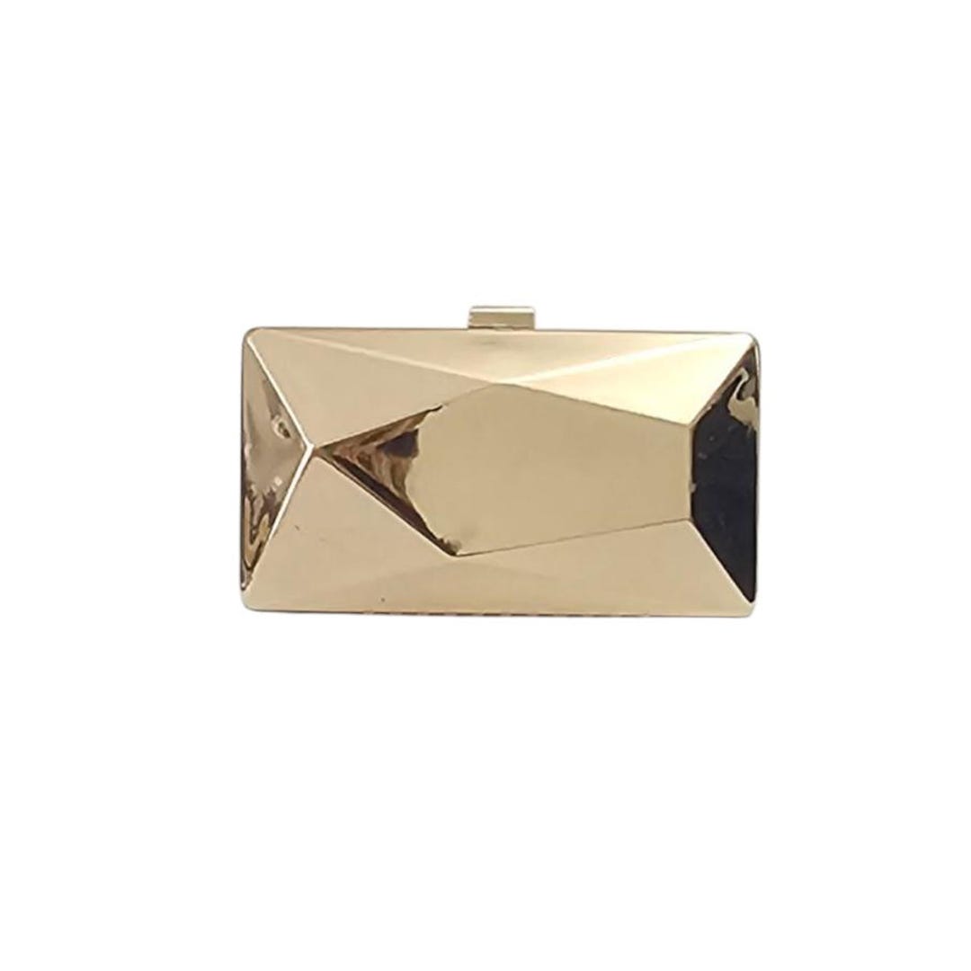 Luxury Metal Gold Clutch Handbag, Geometric Shiny Gold Frame Clutch Bag ...