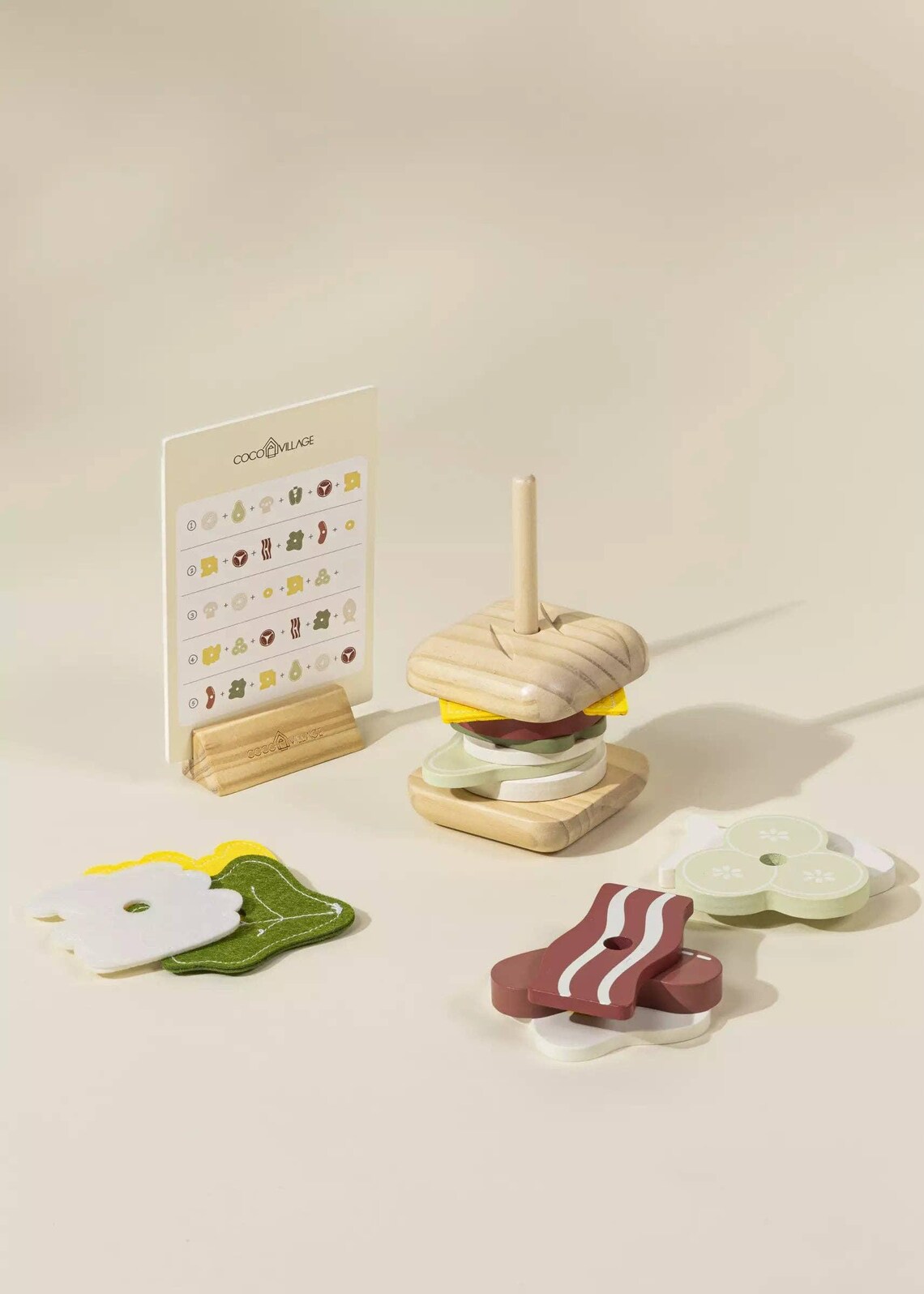 Wooden Stackable Sandwich | Pretend Chef Kids Toddler Gift, Sensory ...
