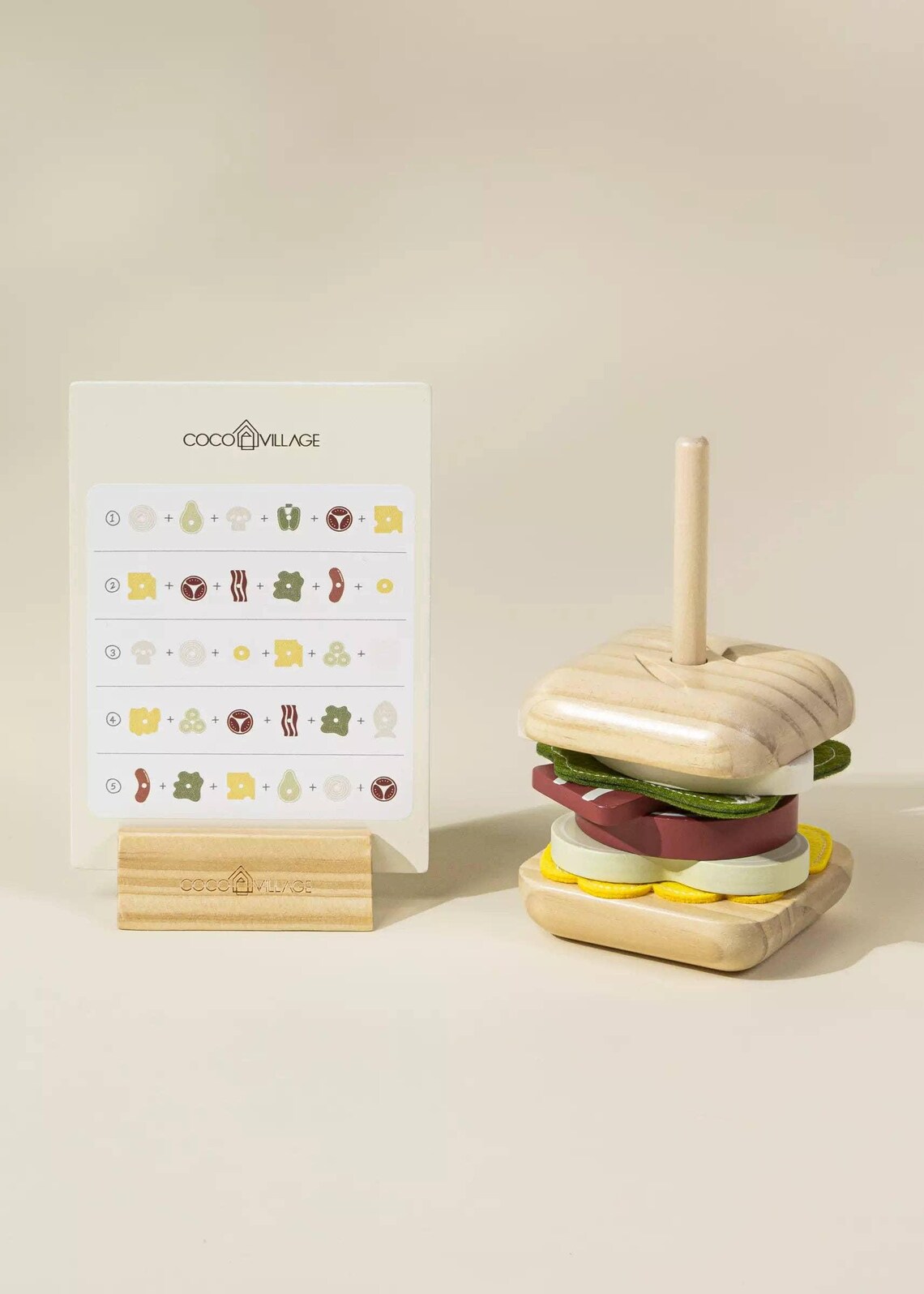 Wooden Stackable Sandwich | Pretend Chef Kids Toddler Gift, Sensory ...