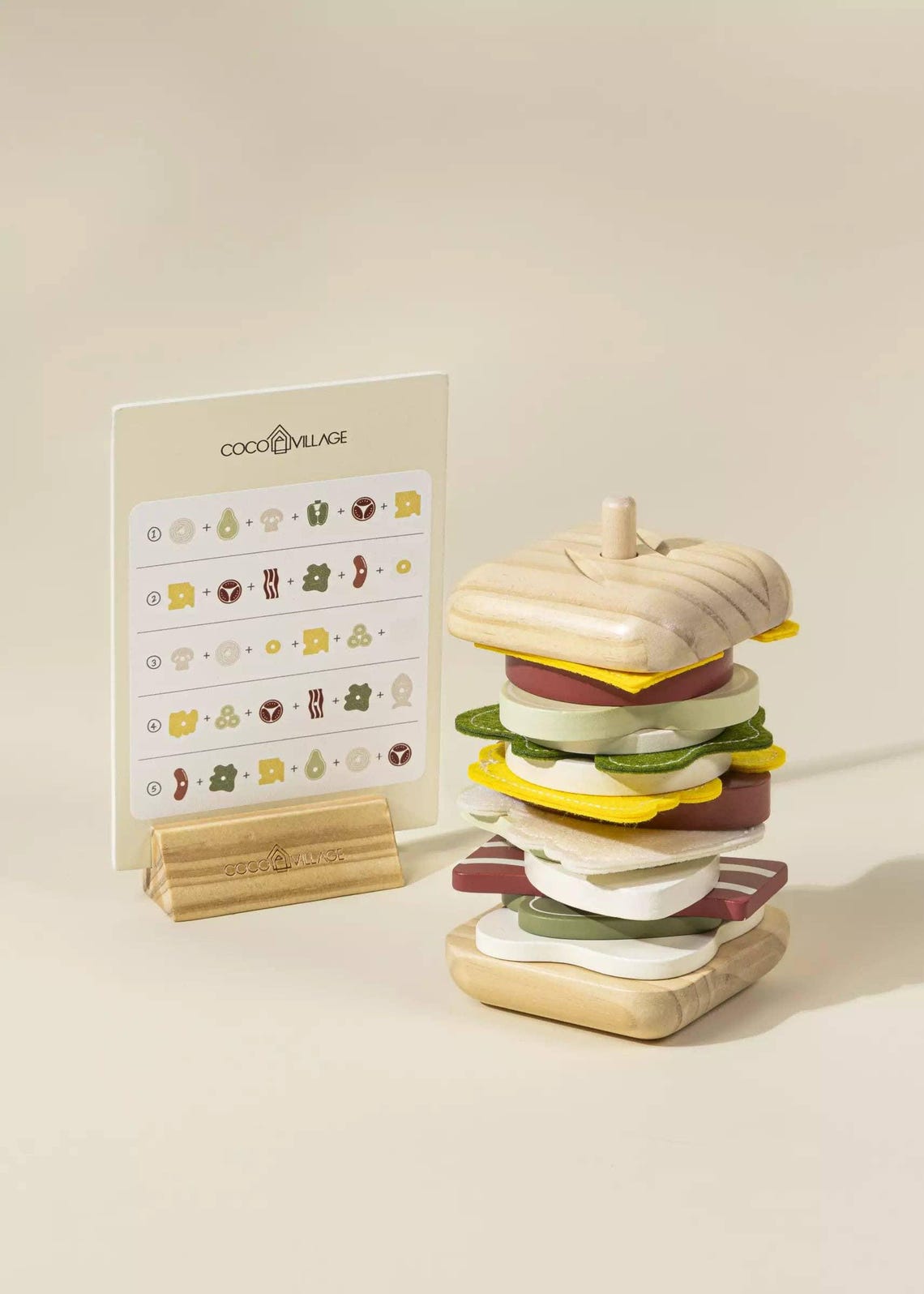 Wooden Stackable Sandwich | Pretend Chef Kids Toddler Gift, Sensory ...