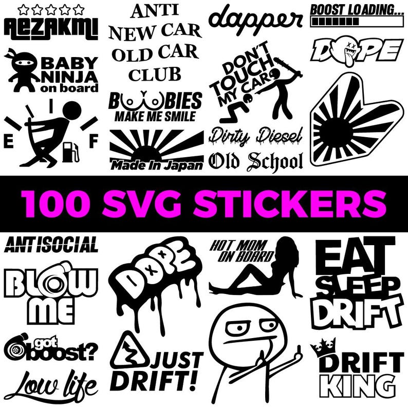 Car Stickers SVG Bundle: Auto Decals, Racing Graphics (digital Download ...