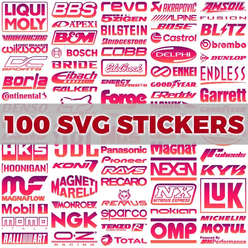 100 Car Stickers SVG Bundle: Auto Graphics Decal Pack (digital Download ...