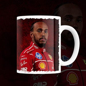 Lewis Hamilton Ferrari Mug Wrap F1 Racing 20x9 Cm PNG 300 DPI | Formula ...