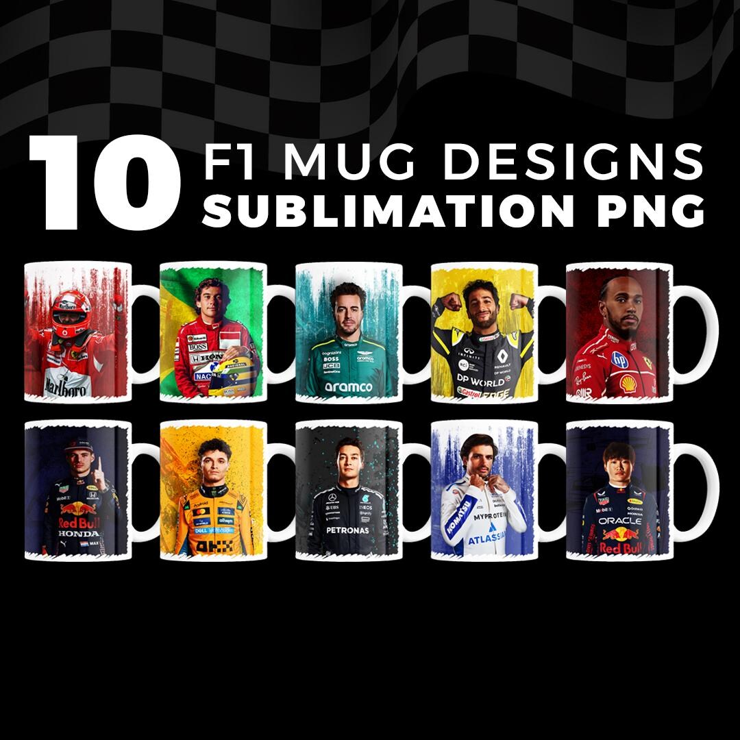Formula 1 Mug Wrap Bundle – 10 PNG Designs | F1 Drivers: Senna ...