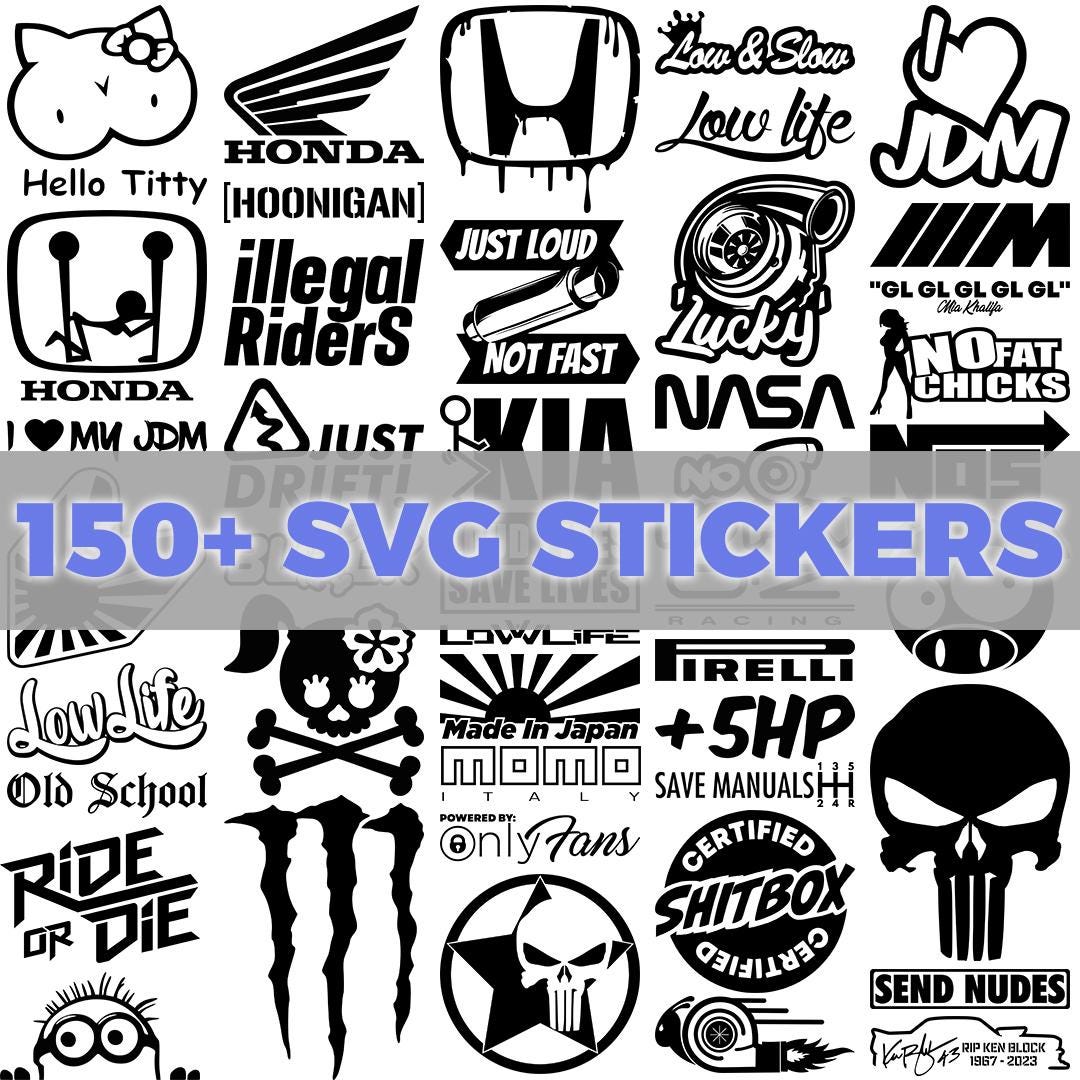 150+ Car Stickers, SVG Files, Decal Pack, Auto Graphics Design Bundle ...