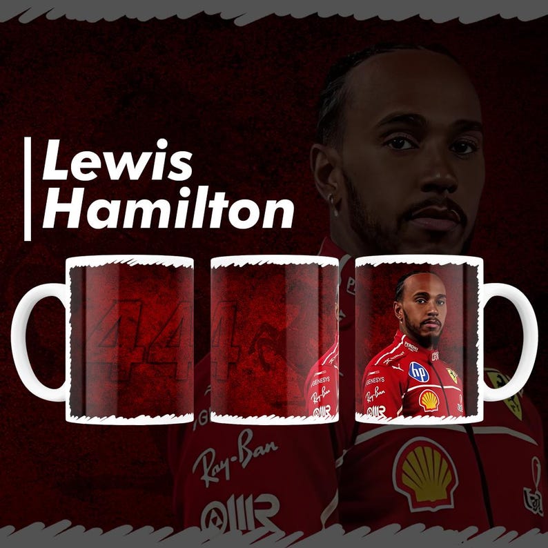 Lewis Hamilton Ferrari Mug Wrap F1 Racing 20x9 Cm PNG 300 DPI | Formula ...