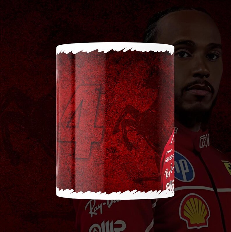 Lewis Hamilton Ferrari Mug Wrap F1 Racing 20x9 Cm PNG 300 DPI | Formula ...
