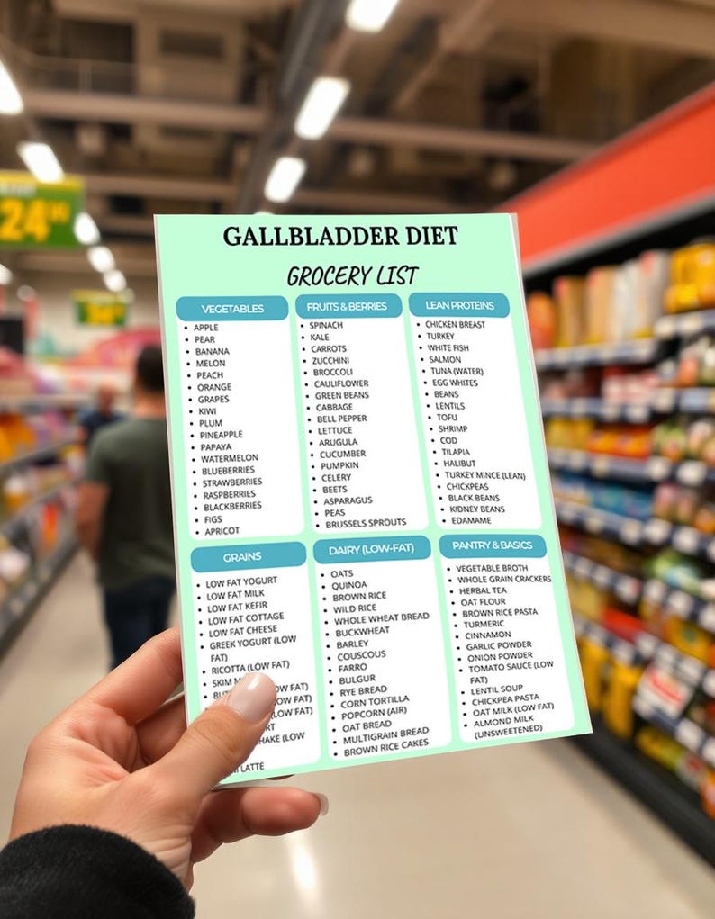 Gallbladder Grocery List Printable, Gallstone Relief Meal Guide ...