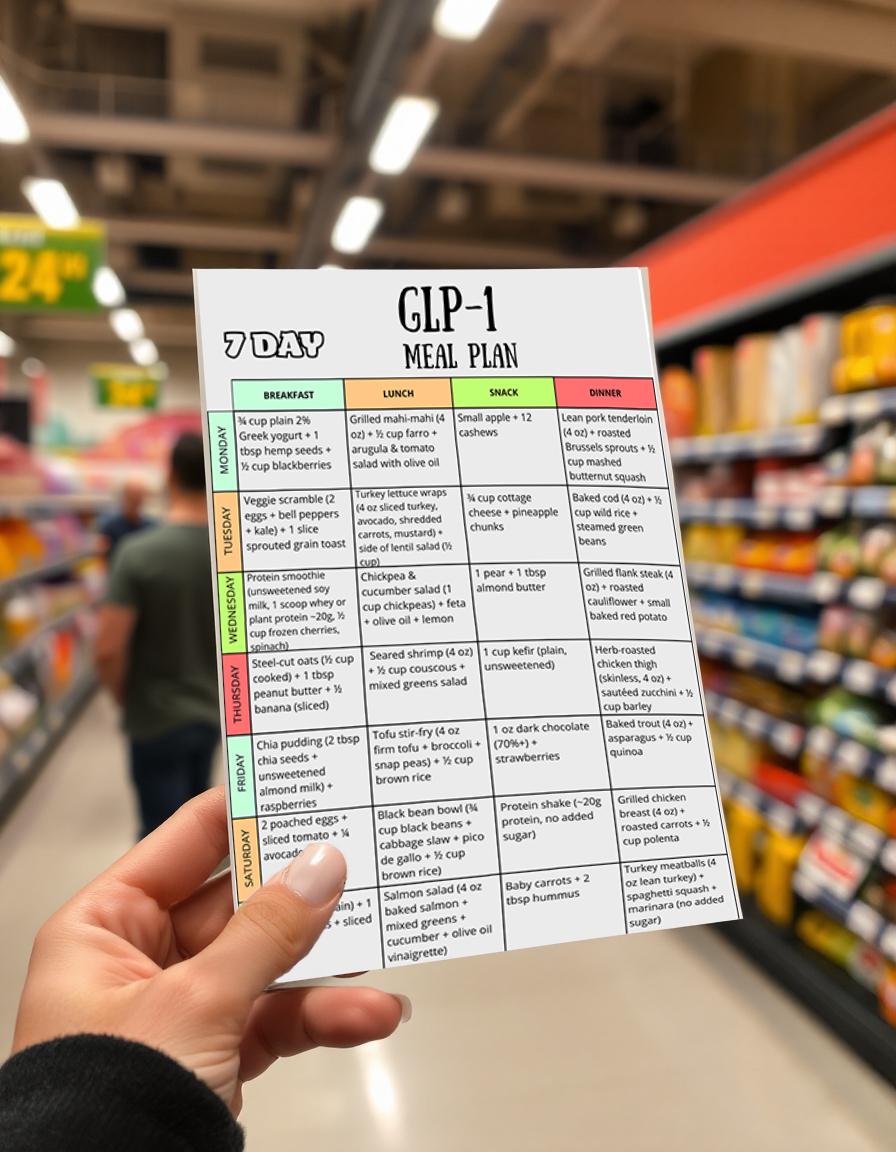 7-day GLP-1 Meal Plan, Semaglutide Diet Menu, High Protein Weight Loss ...