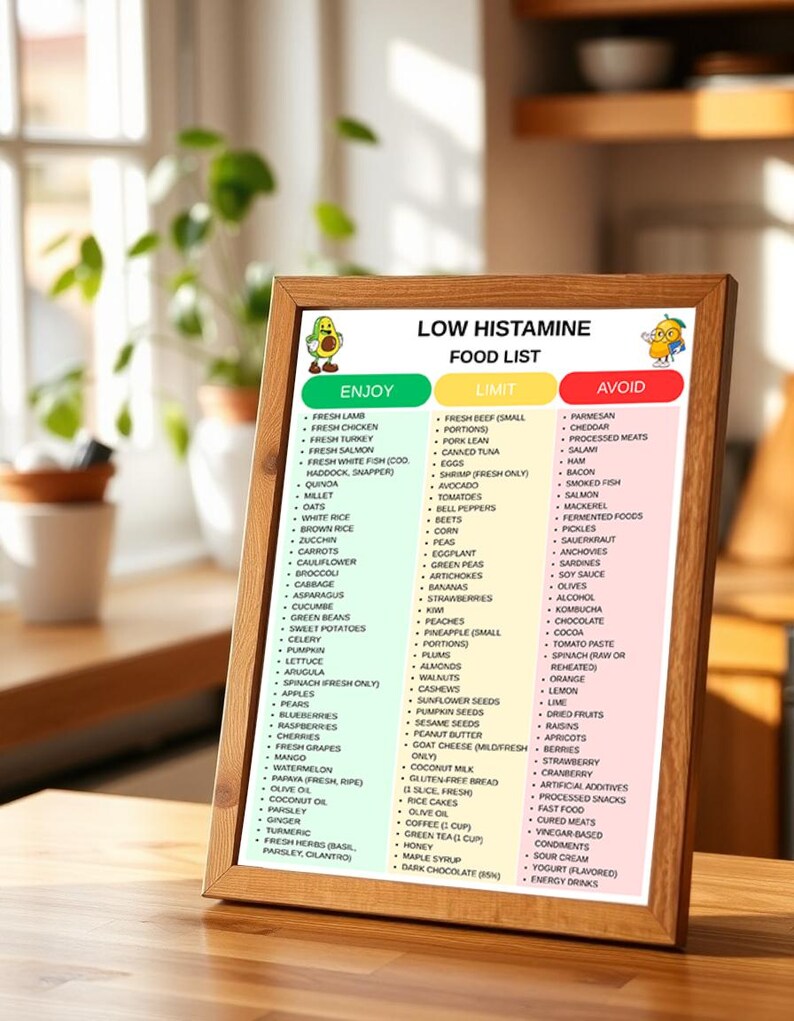 Low Histamine Food List PDF, Simple Diet Chart, Histamine-safe Grocery ...