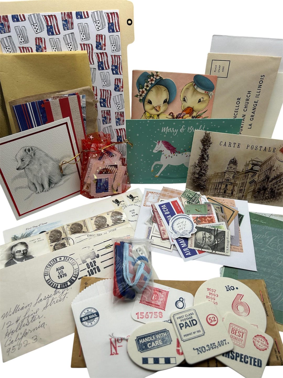 Vintage Postal Ephemera Pack: Stamps, Cards, Tags for Junk Journals - Etsy