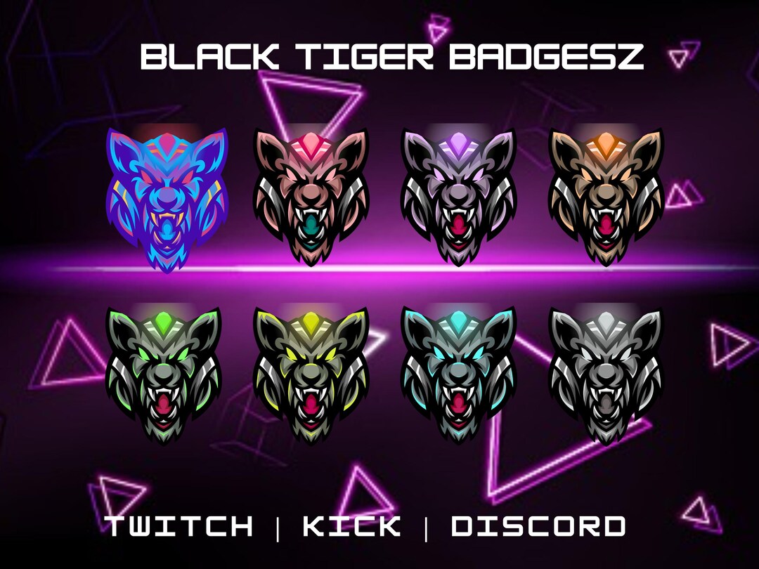 Twitch Black Tiger Sub Badges | Sub & Bit Badges | Animal Badges ...