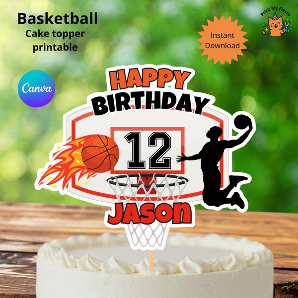Basketball Cake Topper - Etsy