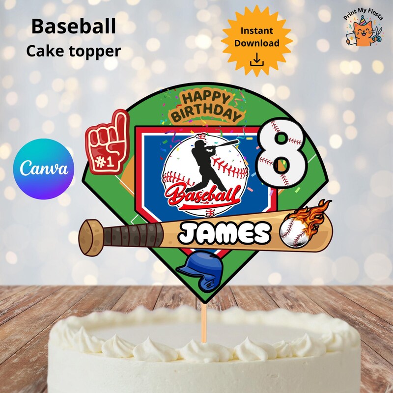 Baseball Cake Topper - Etsy