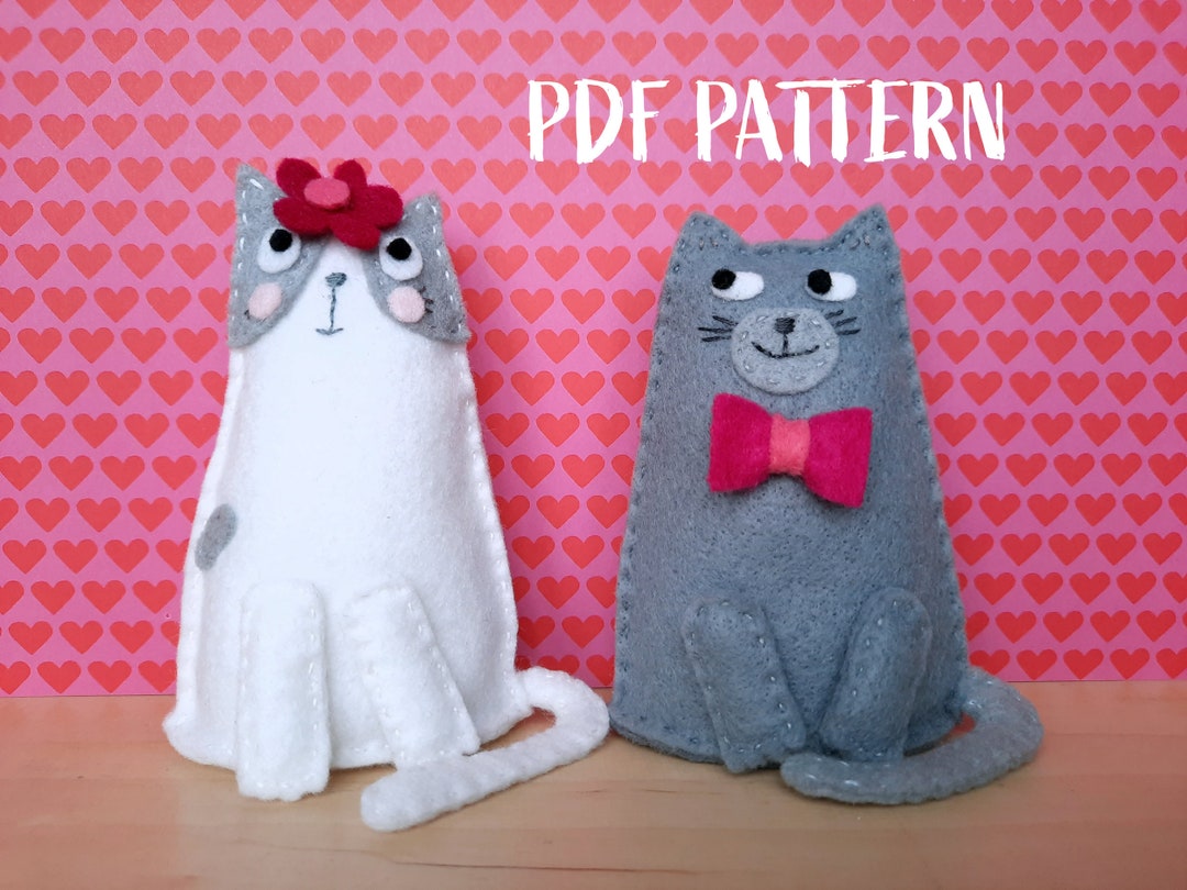 DIY Felt Cats in Love PDF Step by Step Sewing Pattern/valentines Day ...