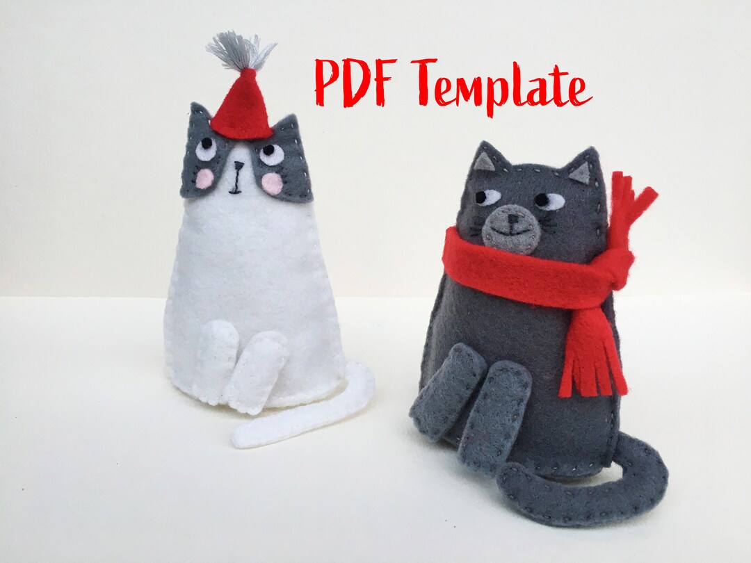 DIY Felt Cats PDF Step by Step Sewing Pattern Christmas Ornament Felt ...