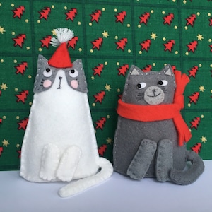 DIY Felt Cats PDF Step by Step Sewing Pattern Christmas Ornament Felt ...