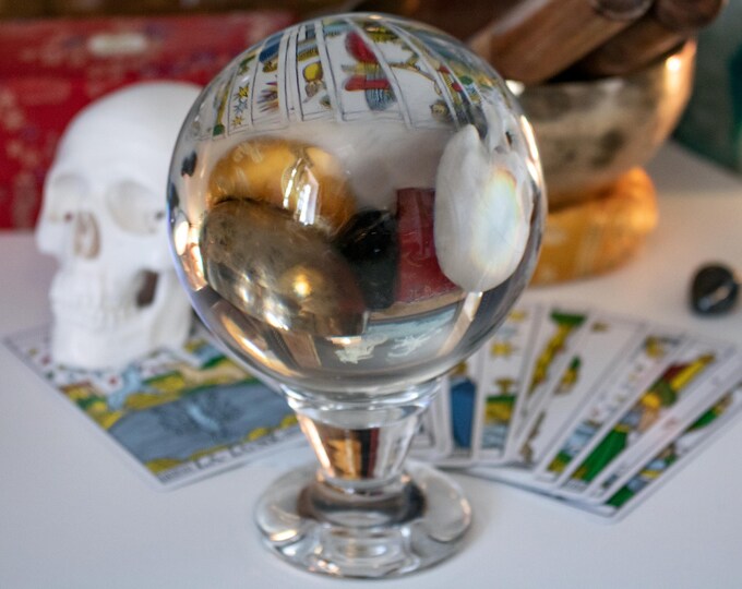 Vintage Crystal Ball on Glass Pedestal Stand (10cm) - Etsy
