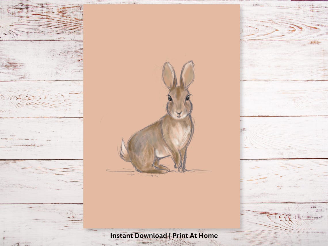 Rabbit Greetings Card Printable | Easter Greetings Card Digital ...