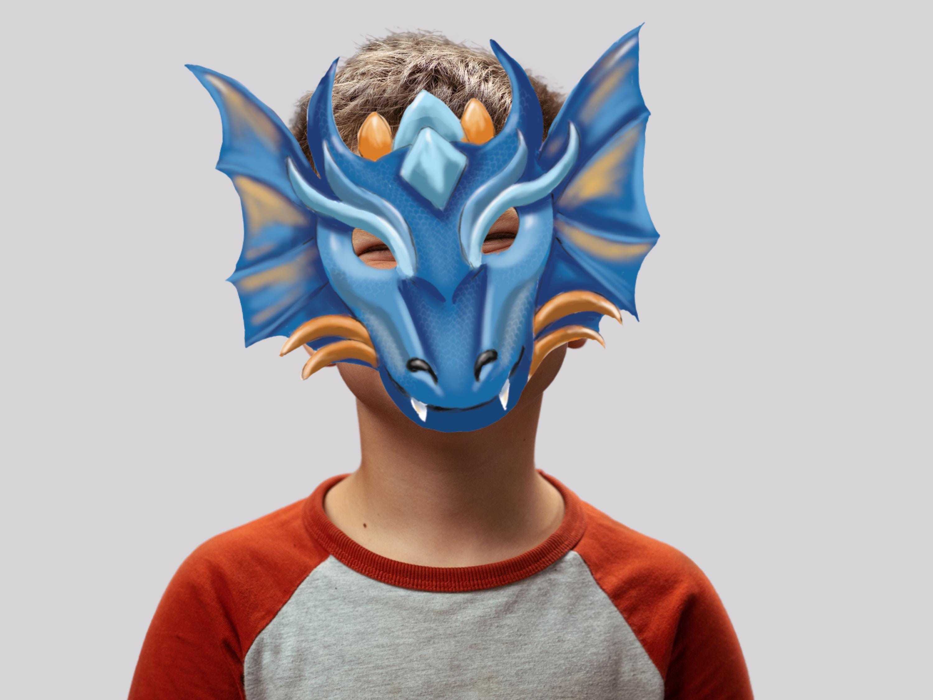 Digital Dragon Mask | Printable Dragon Mask | Printable Party Masks ...