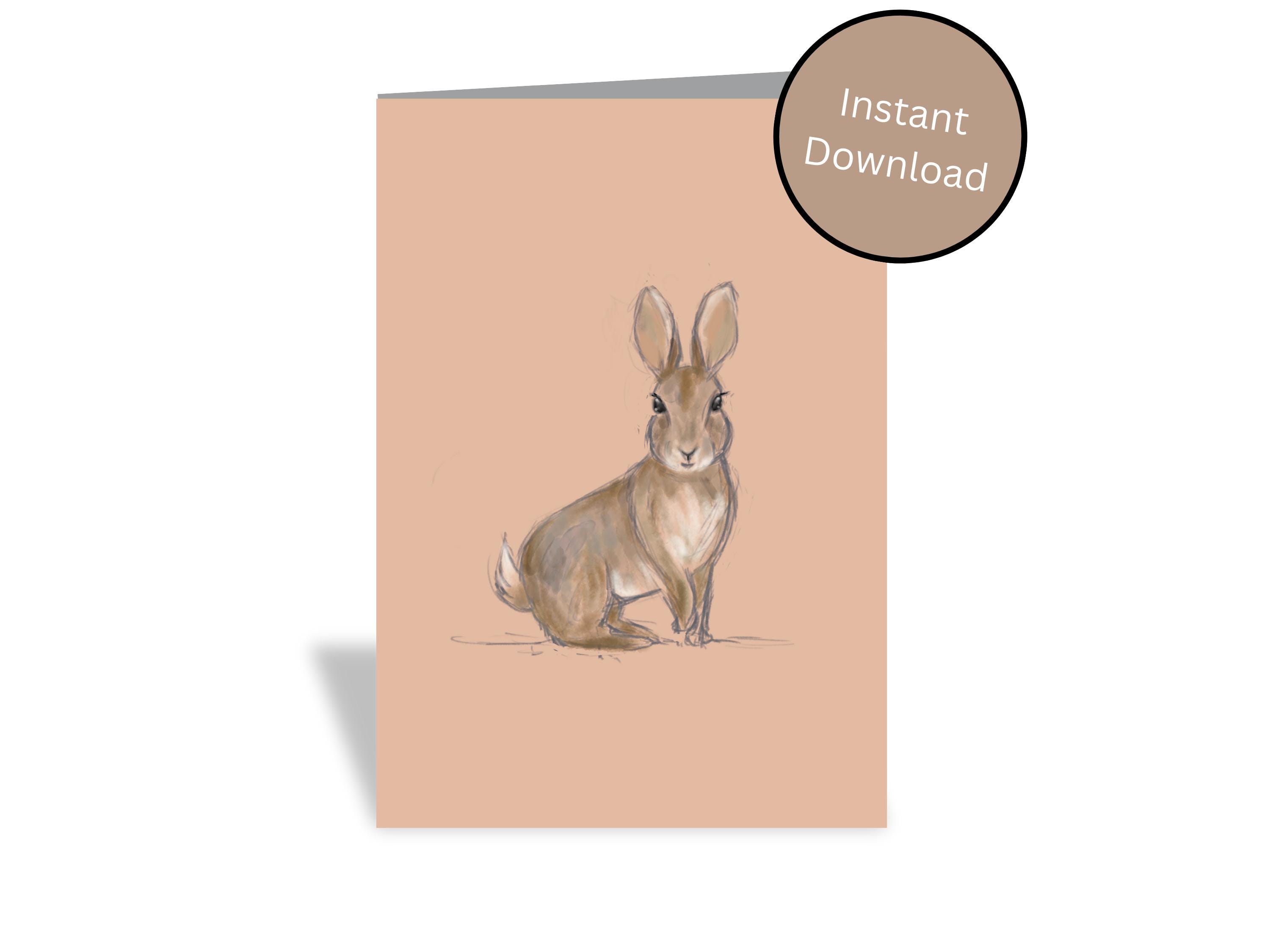 Rabbit Greetings Card Printable | Easter Greetings Card Digital ...
