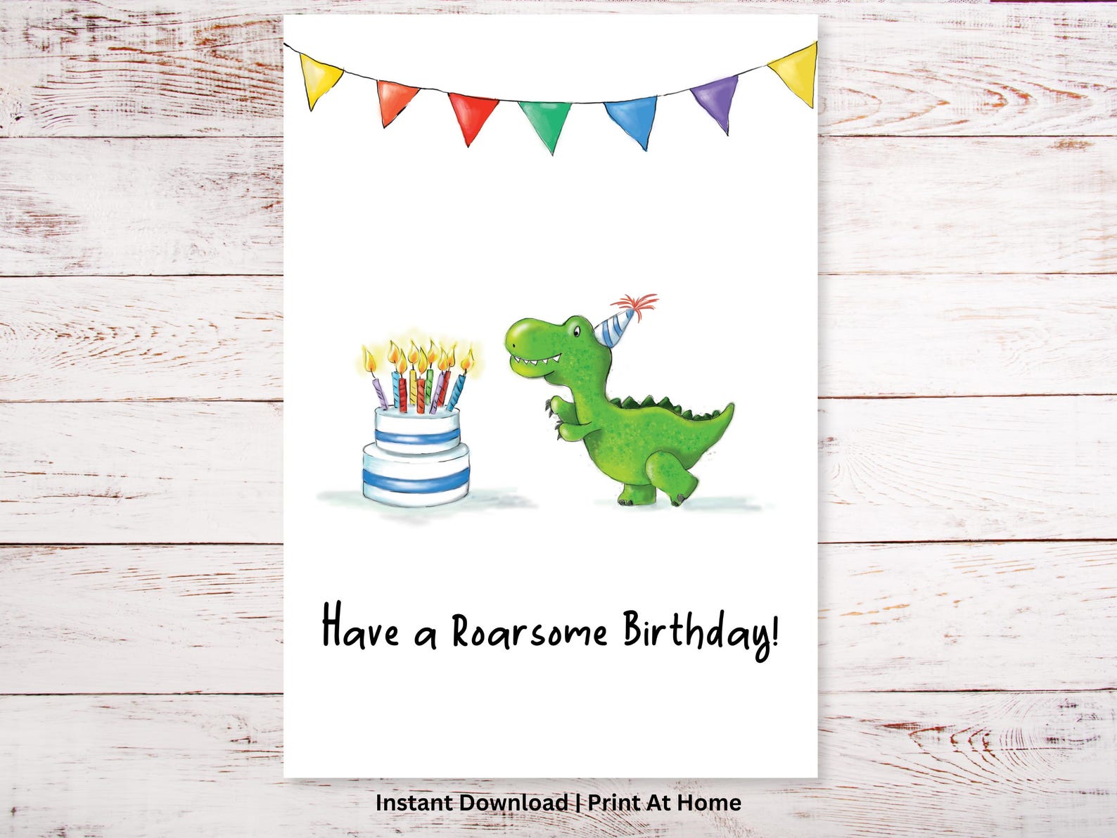 Dinosaur Birthday Card Printable | Dinosaur Greeting Card | T-rex ...