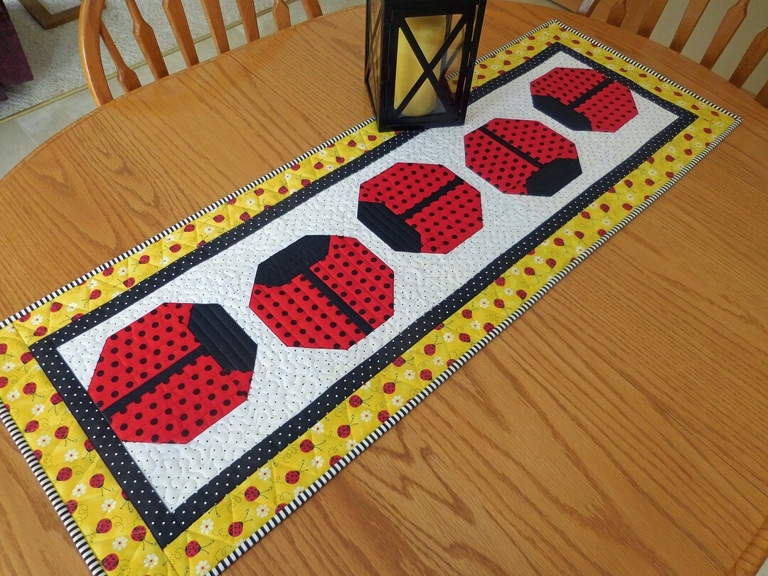 Quilted Ladybug Table Runner, Dining Decor, Home Decor Centerpiece ...