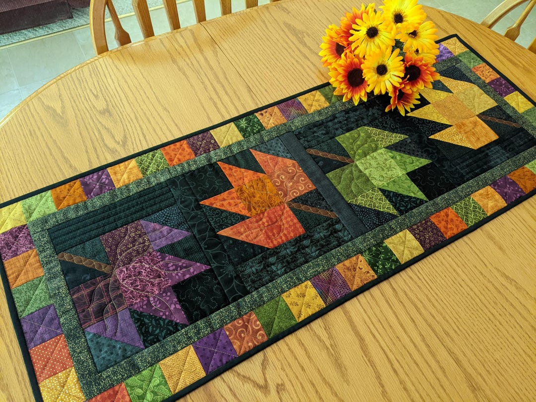 Quilted Table Runner, Fall Farmhouse, Handmade Table Topper, Home Decor ...
