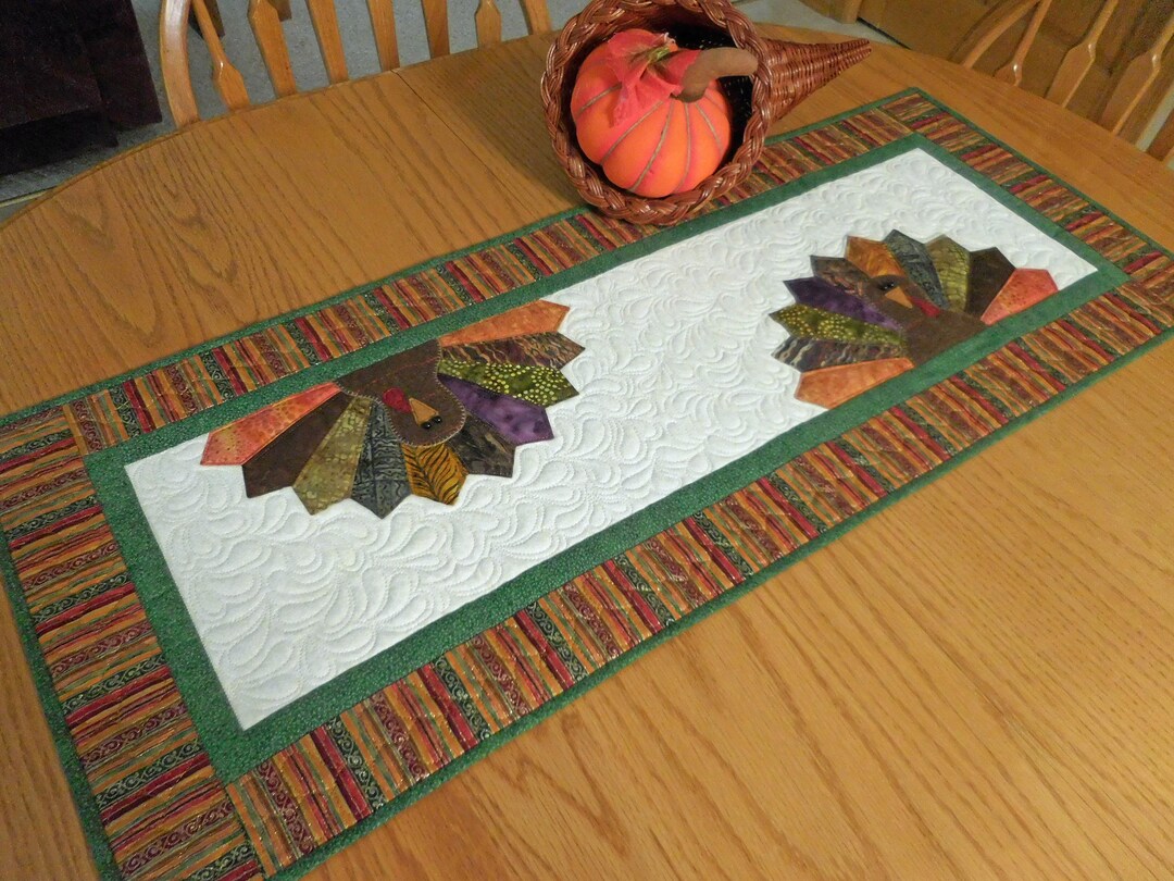 Quilted Table Runner Thanksgiving Turkey Fall Handmade Table - Etsy