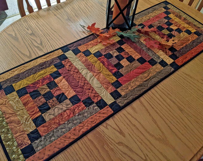 Quilted Table Runner, Fall Table Topper, Autumn Farmhouse, Orange ...
