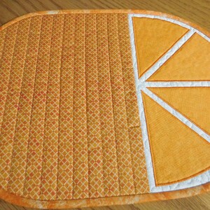 Set of Two Quilted Place Mats, Two Oval, Orange Fruit, Citrus Table ...