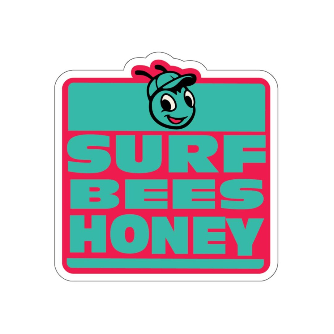Surf Bee Sticker: Cartoon Honey Bee Decal, Surfing Style - Etsy
