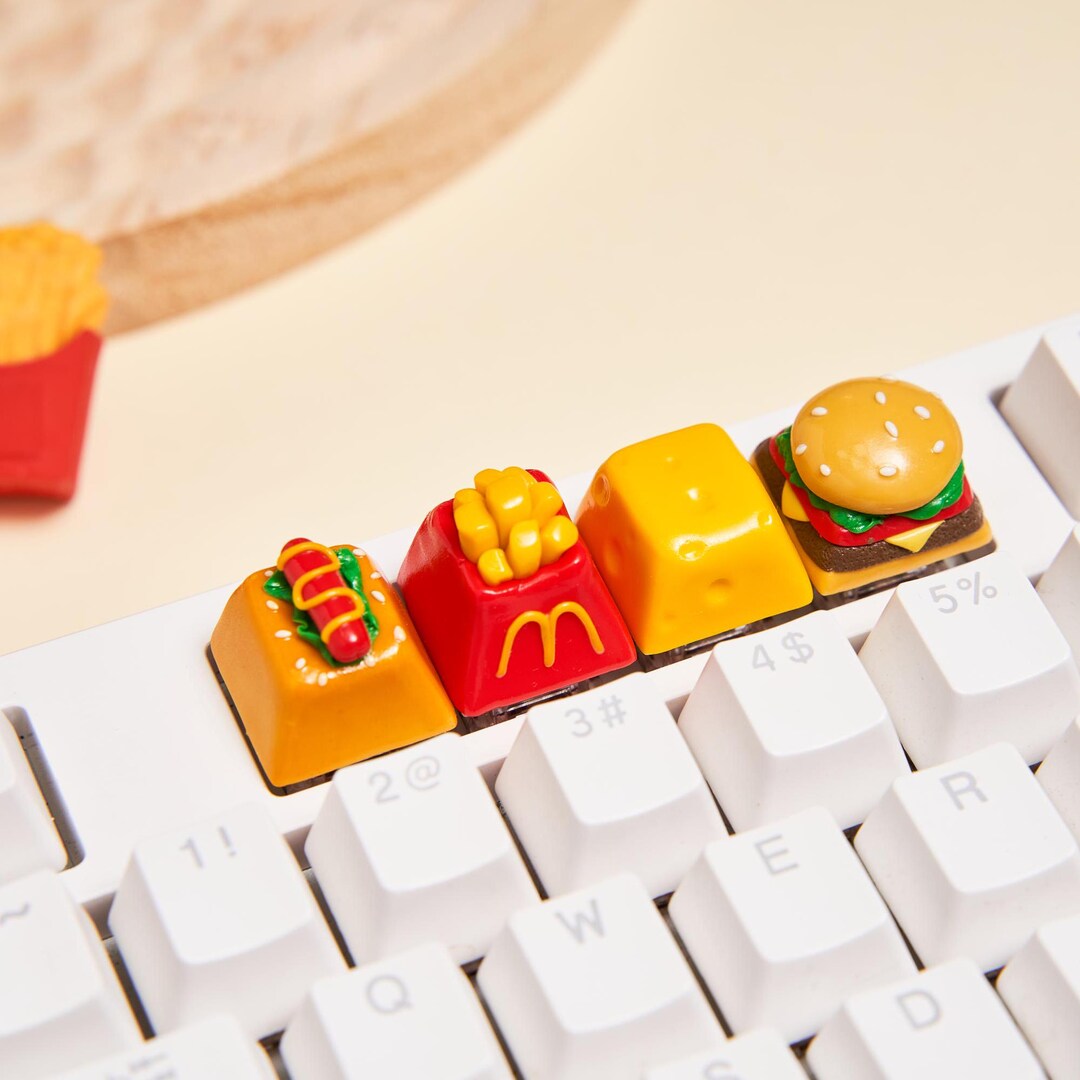 Fast Food Keycap Set (4 PCS) – Burger, Fries, Hot Dog & Cheese ...