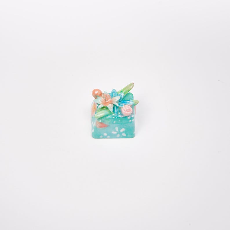 Handmade Blue Flower Artisan Keycap, Sculpted Floral Mechanical ...