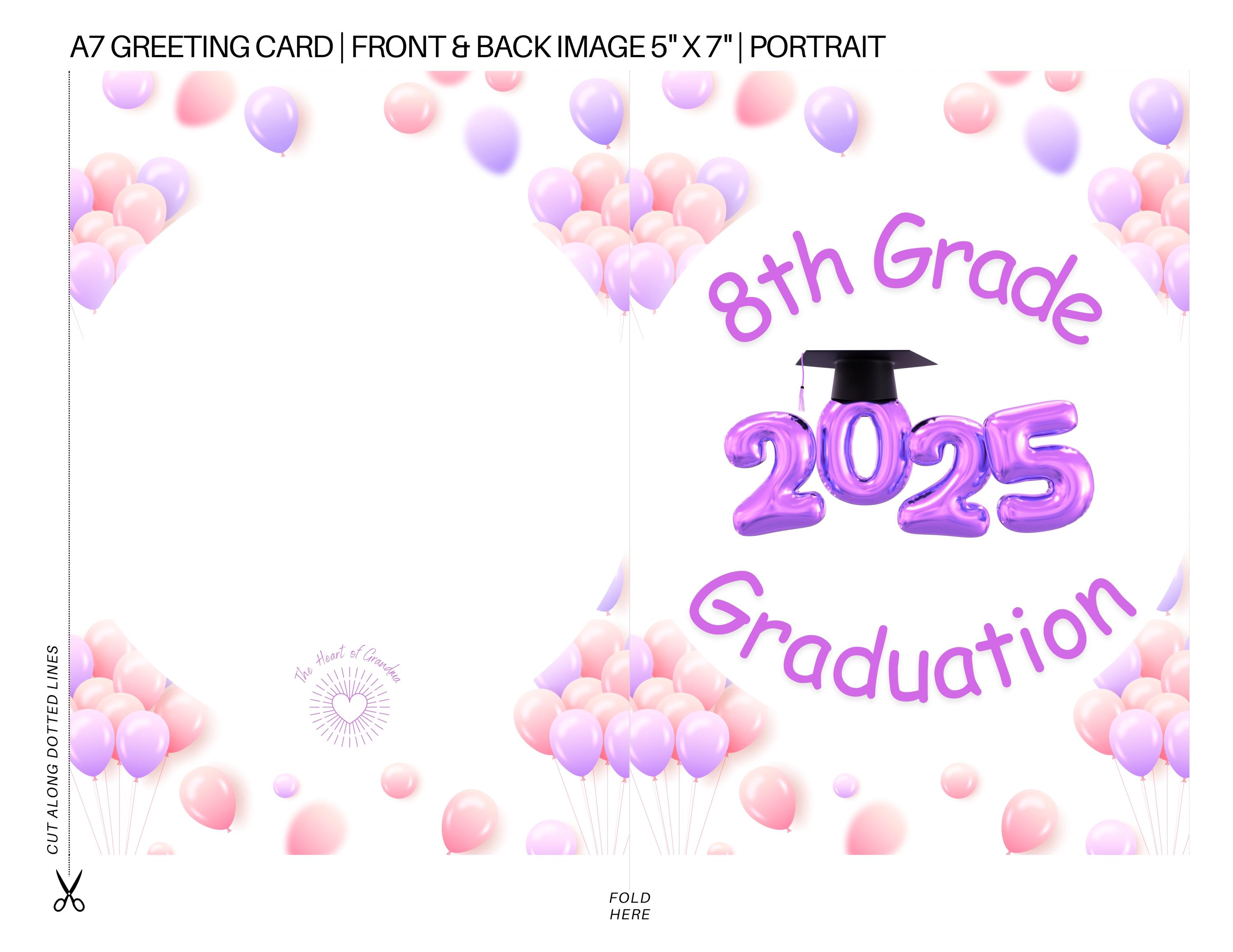 8th Grade Graduation Card Printable Graduation Gift Class of 2025 ...