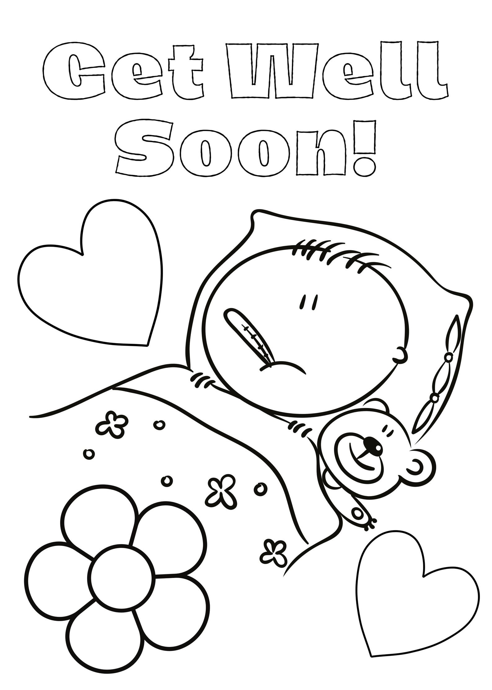 Get Well Soon Printable Coloring Card for Kids Download From Kids ...