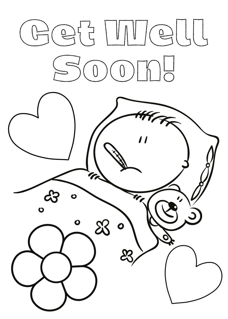 Get Well Soon Printable Coloring Card for Kids Download From Kids ...