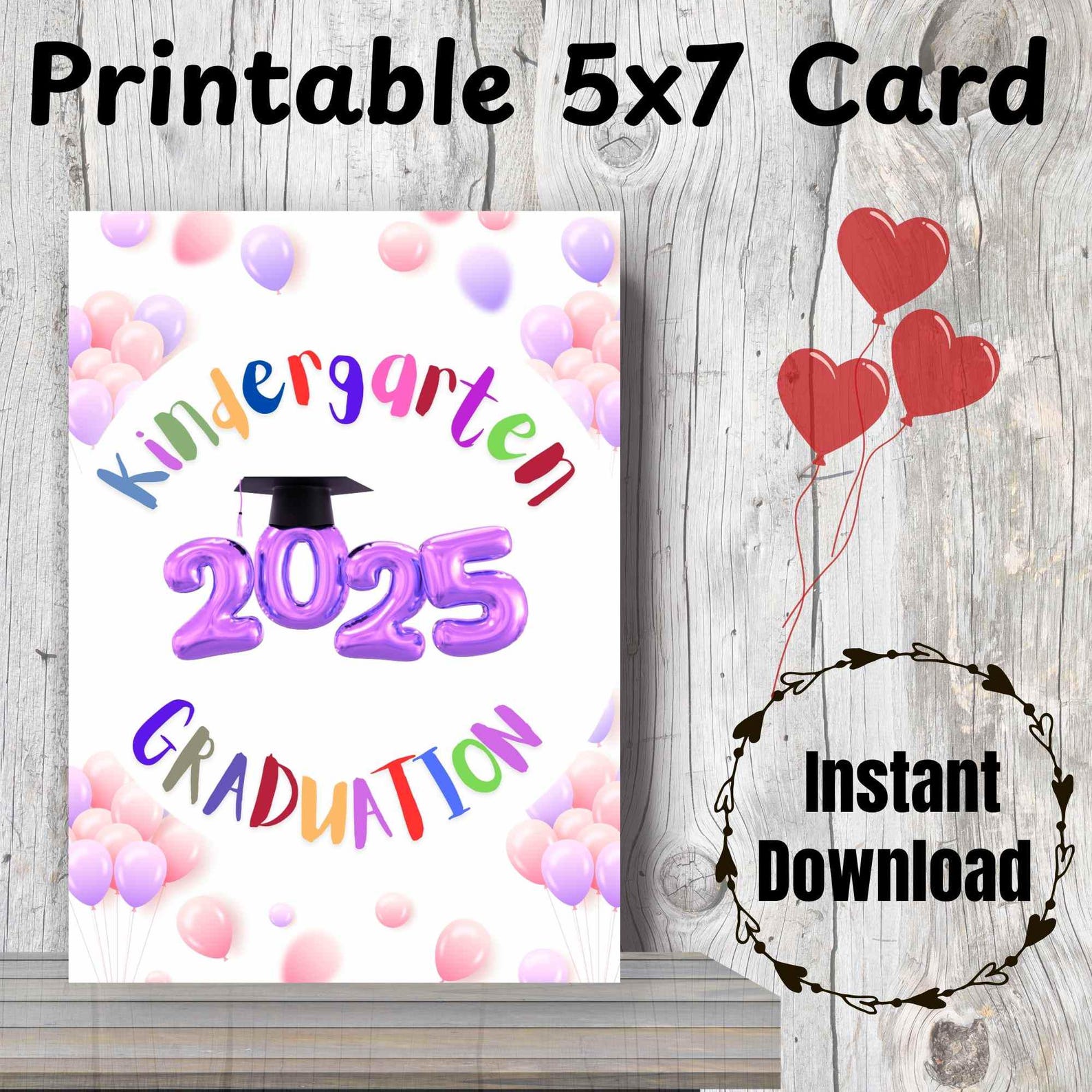 Kindergarten Graduation Card – Cute Balloon Design for Kids - Colorful ...